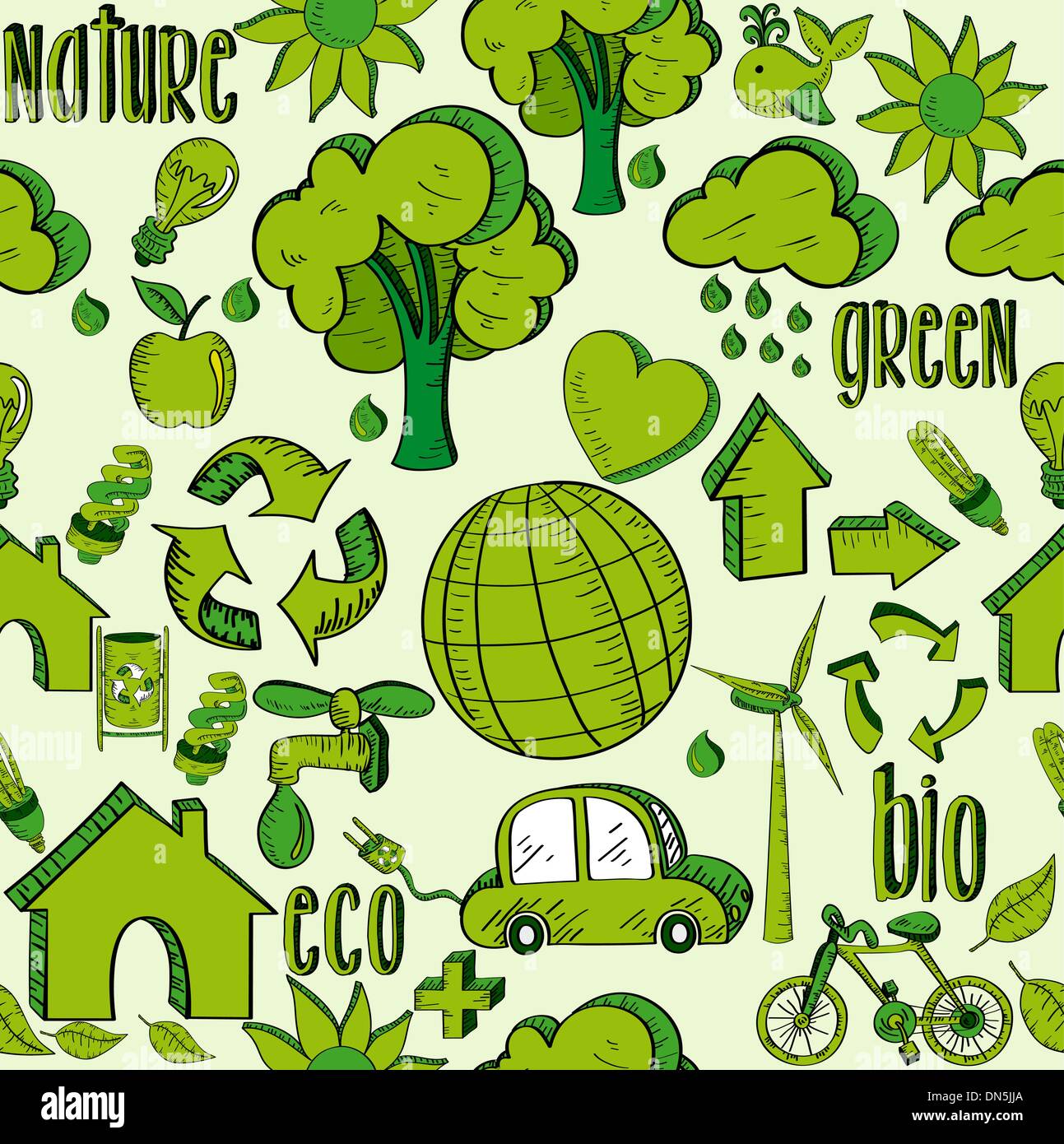 Environment symbols icons tree recycling hi-res stock photography and ...