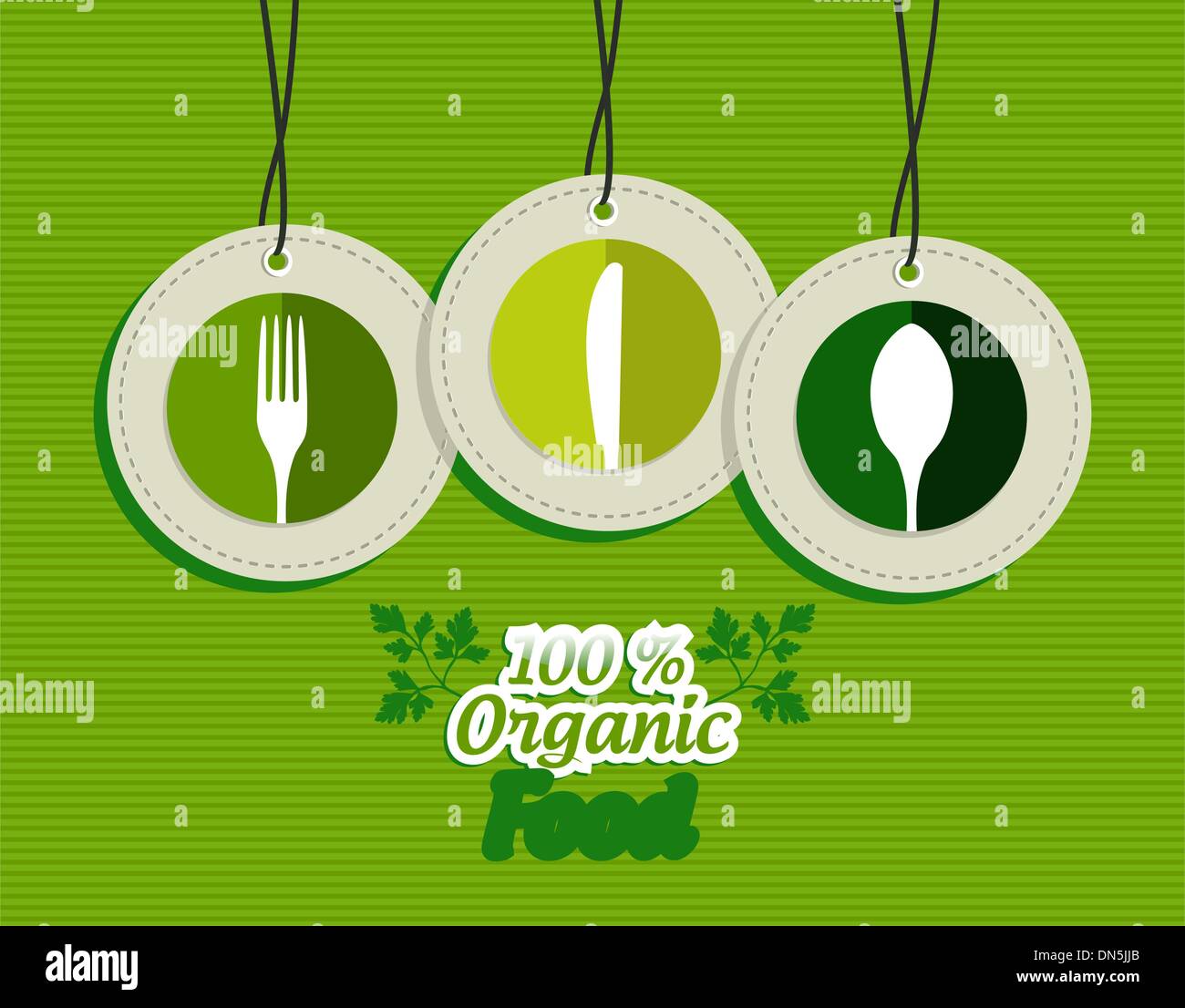 Hanging green silverware sign icons labels set Stock Vector Image & Art ...