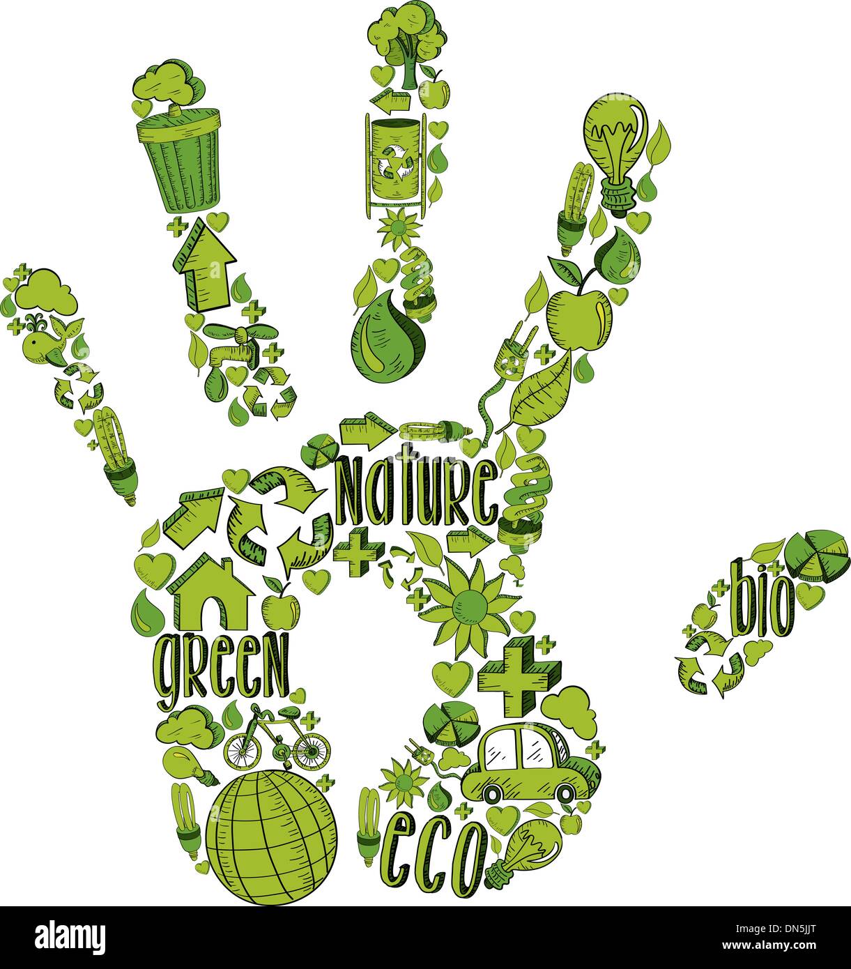 Green hand with environmental icons Stock Vector Image & Art - Alamy