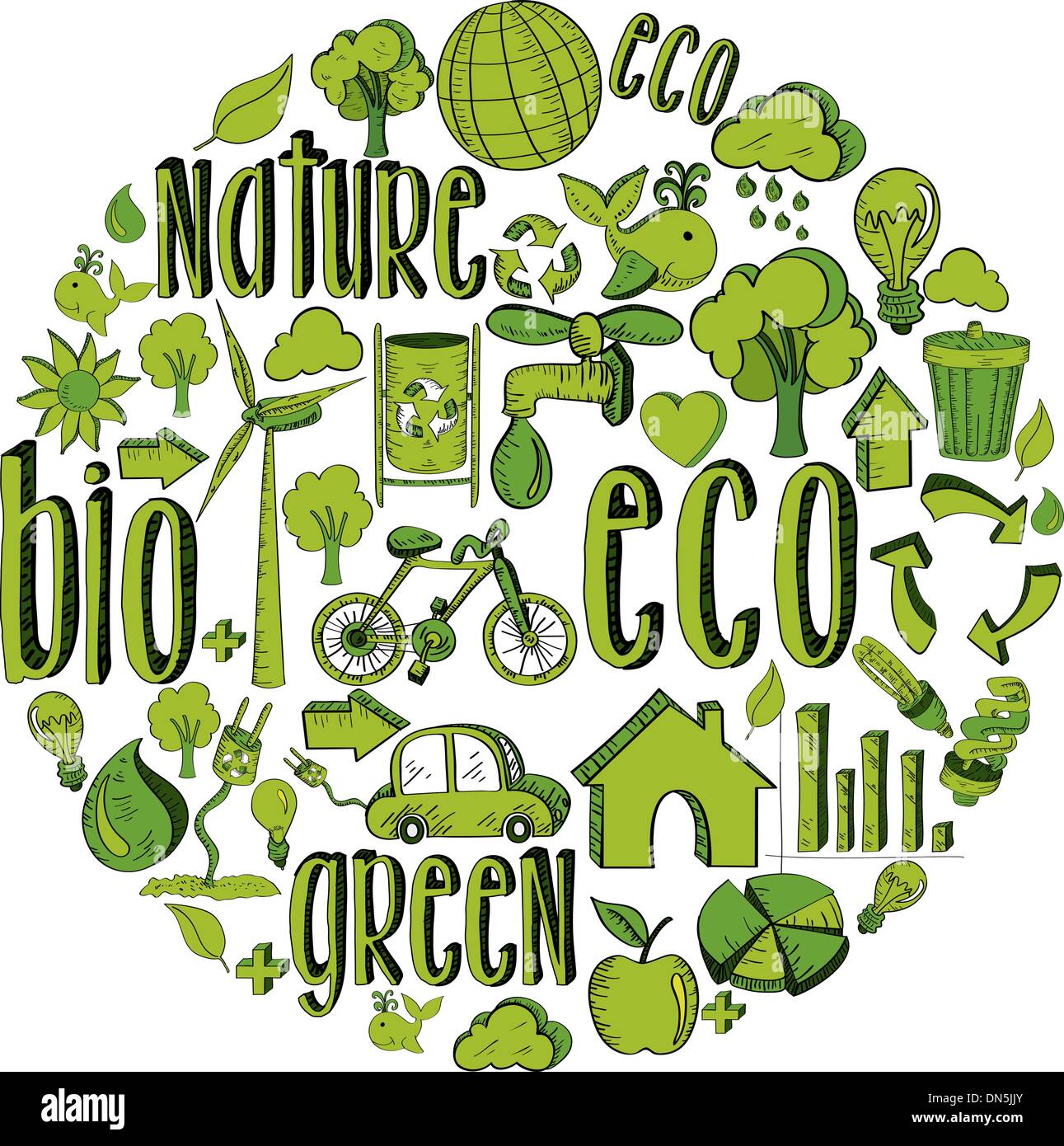 Green circle with environmental icons Stock Vector Image & Art - Alamy