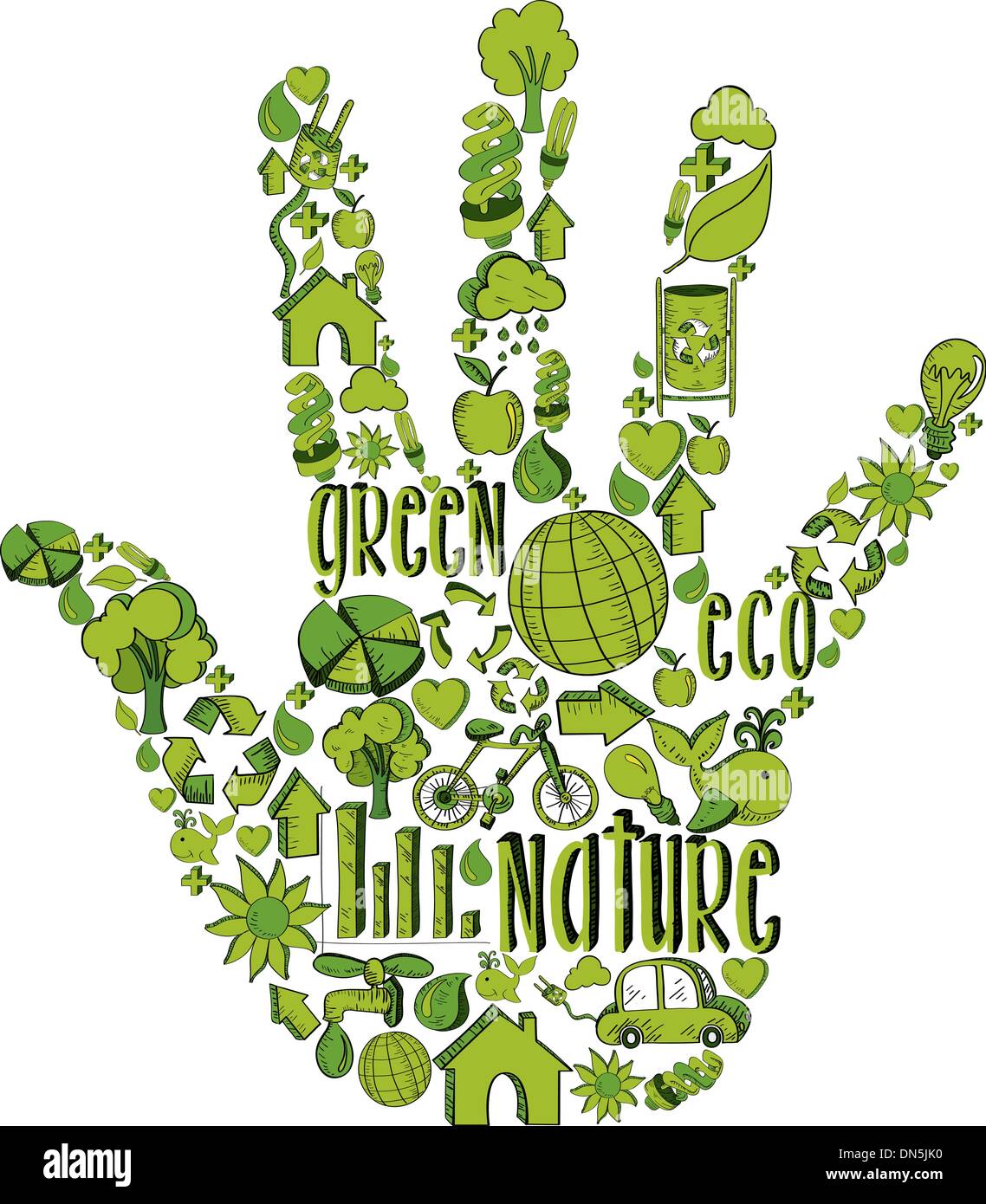 Green hand with environmental icons Stock Vector Image & Art - Alamy