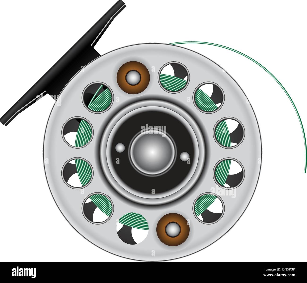 Silver fly fishing reel Stock Vector Images - Alamy