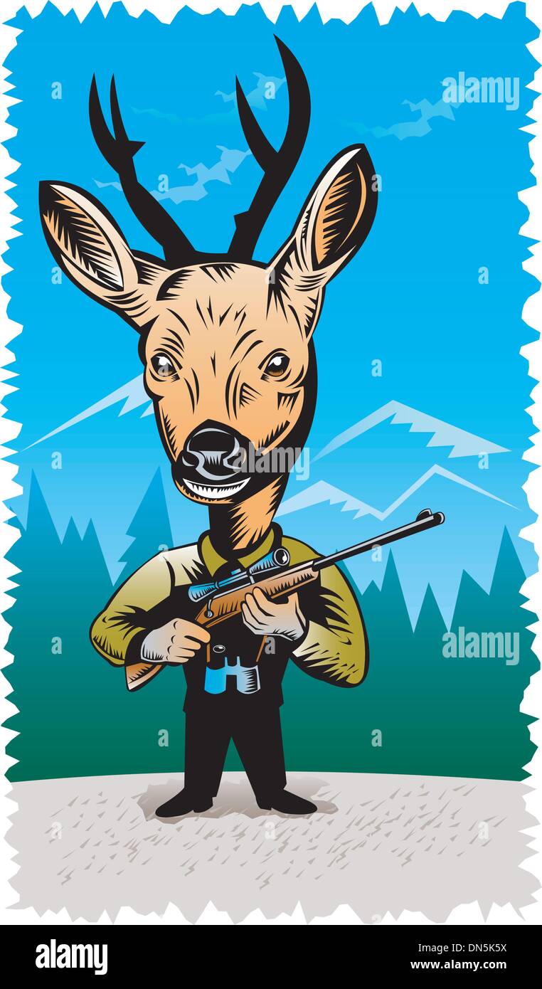 deer with hunting rifle Stock Vector Image & Art - Alamy