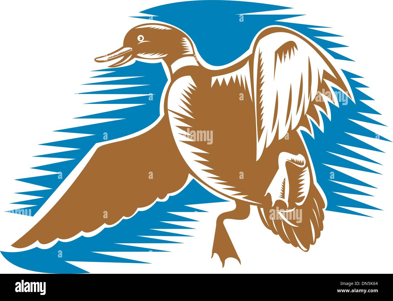 duck flying done in woodcut style Stock Vector Image & Art - Alamy