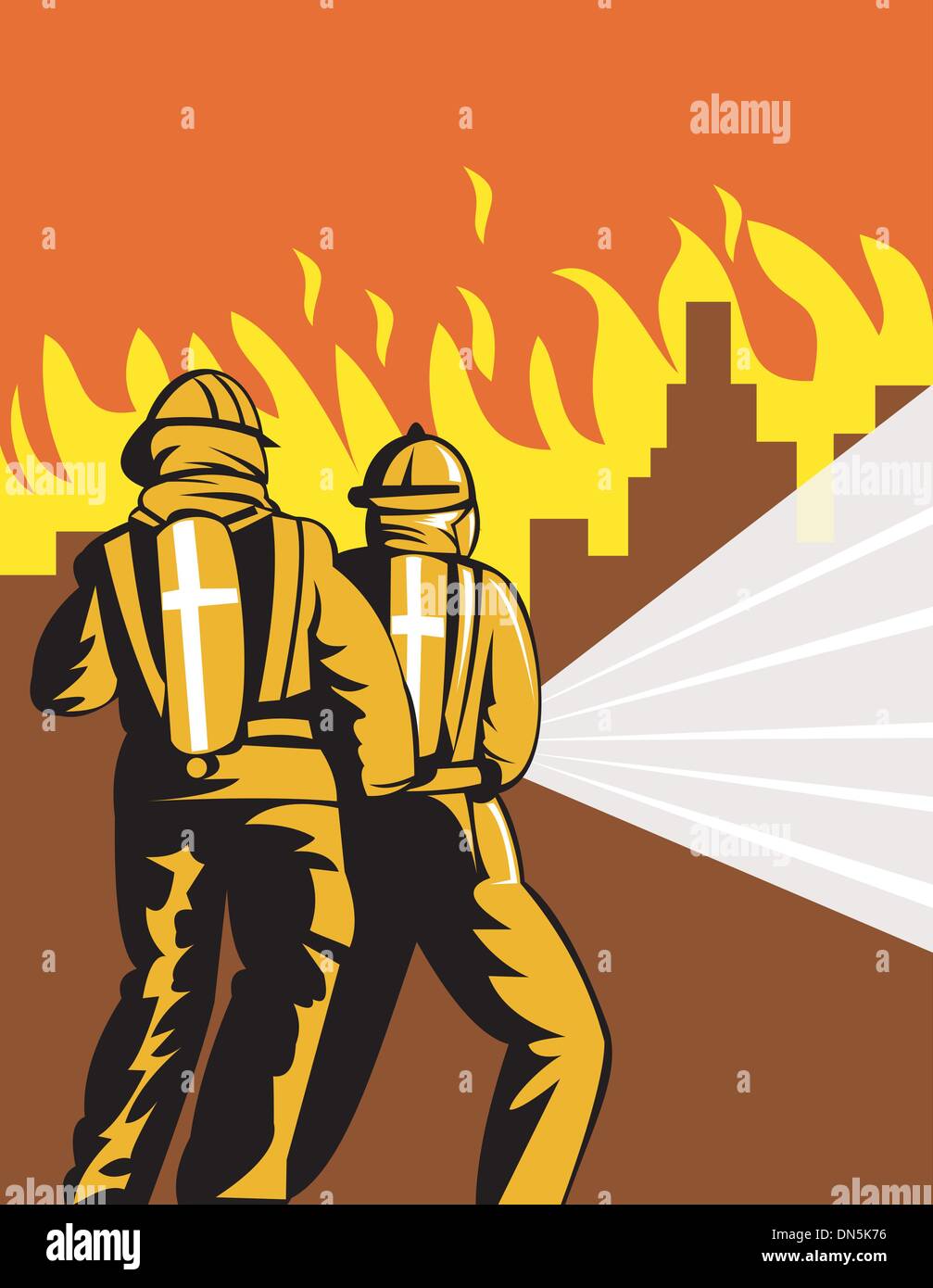 fireman fire fighter fighting fire Stock Vector Image & Art - Alamy