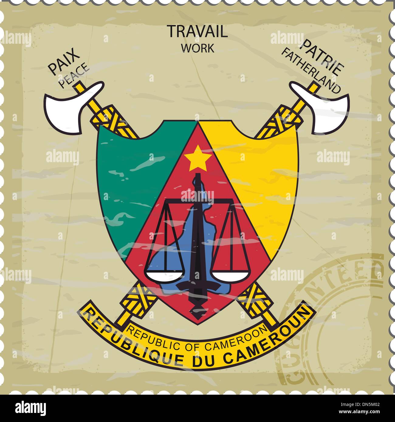 Coat of arms of Cameroon on the old postage stamp Stock Vector Image ...