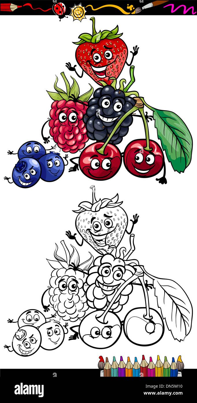 cartoon berry fruits for coloring book Stock Vector Image & Art - Alamy