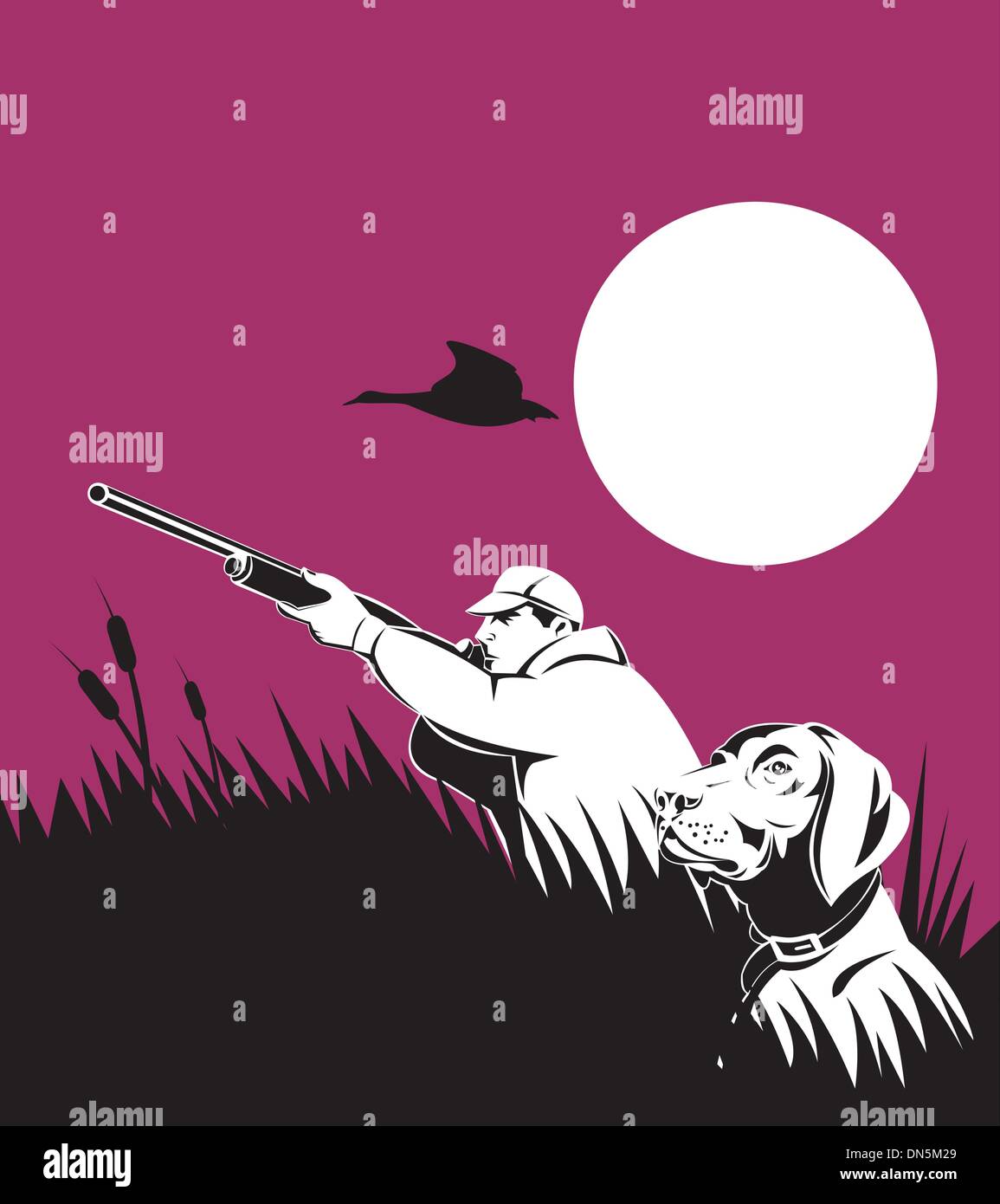 Illustration duck hunter shotgun Stock Vector Images - Alamy