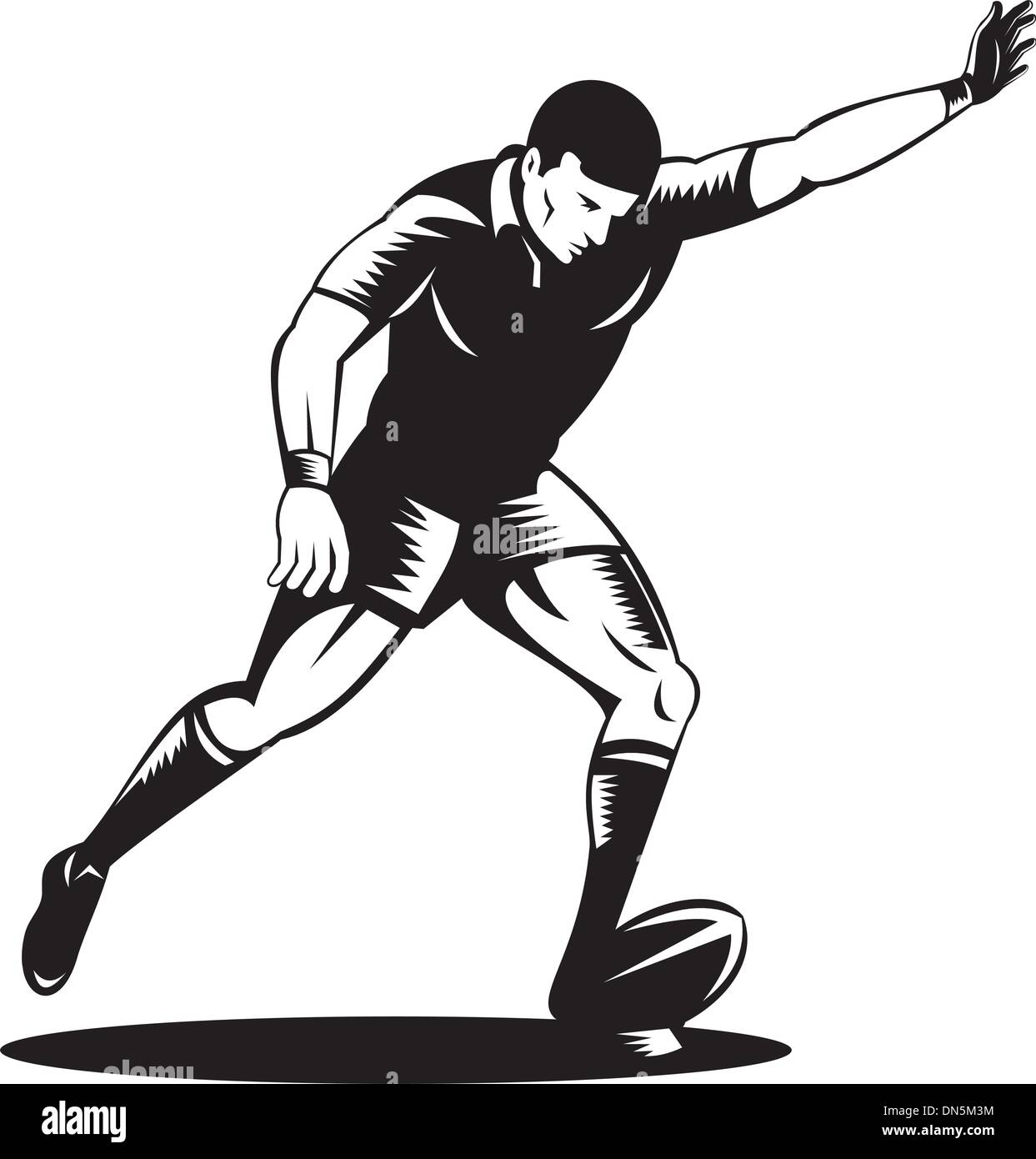 rugby player kicking the ball Stock Vector Image & Art - Alamy