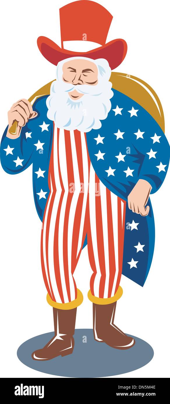 Santa Claus dressed in American Flag stars and stripes Stock Vector ...