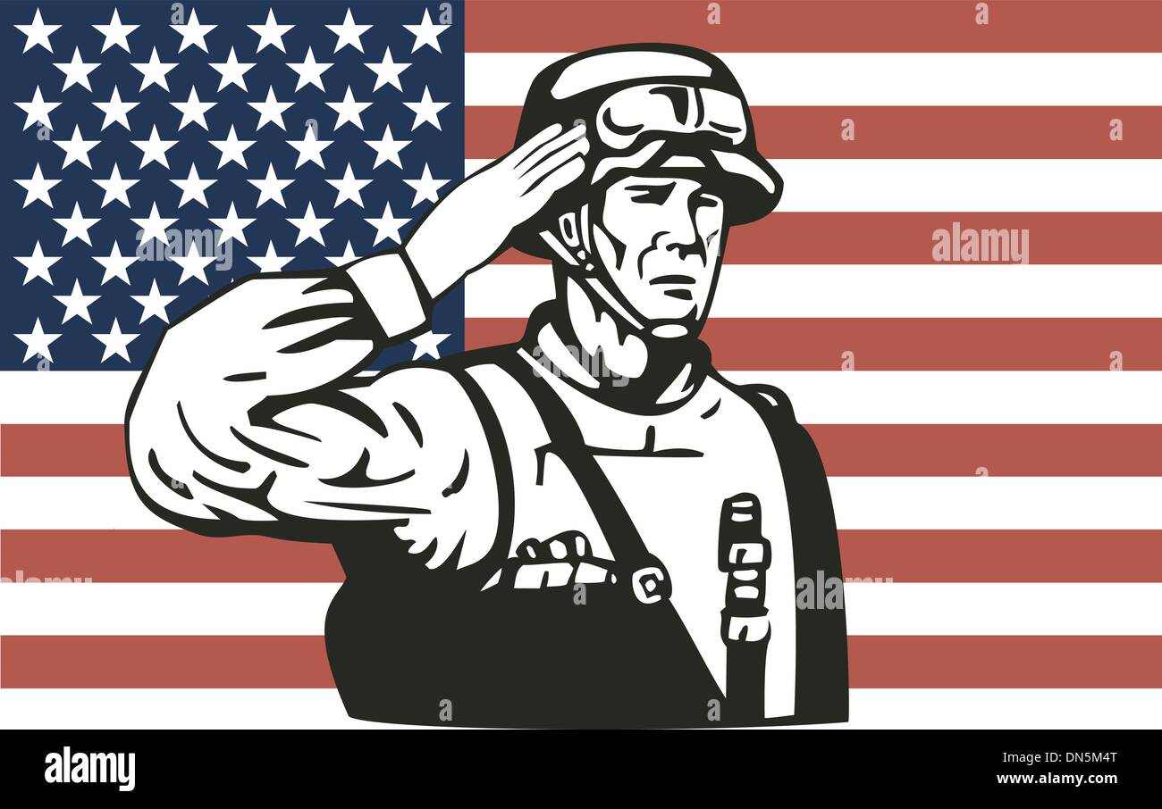 Saluting soldier united states flag Stock Vector Images - Alamy