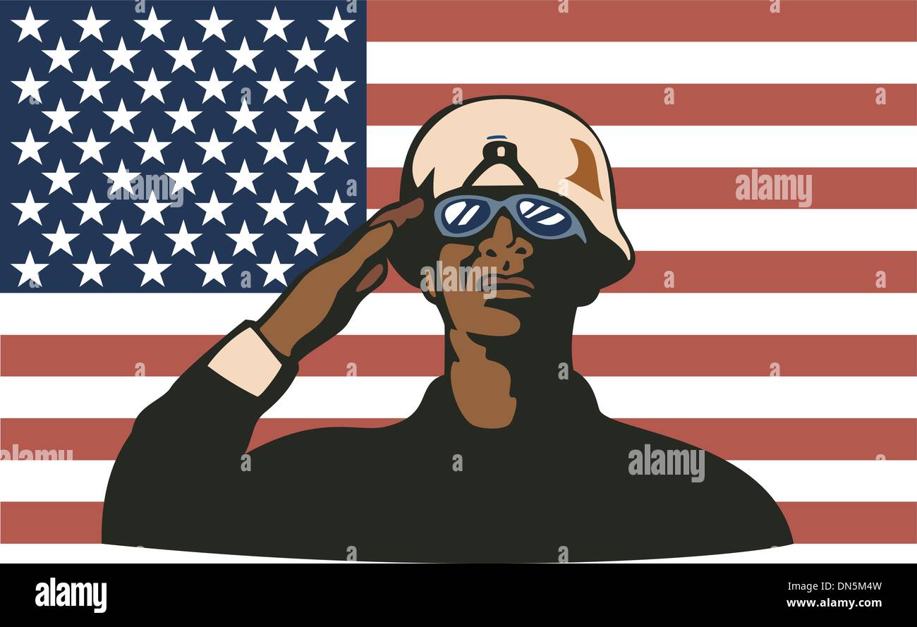 Saluting soldier united states flag Stock Vector Images - Alamy