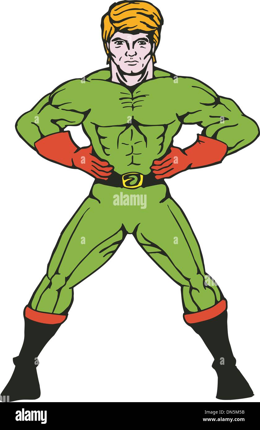 cartoon super hero running punching Stock Vector Image & Art - Alamy