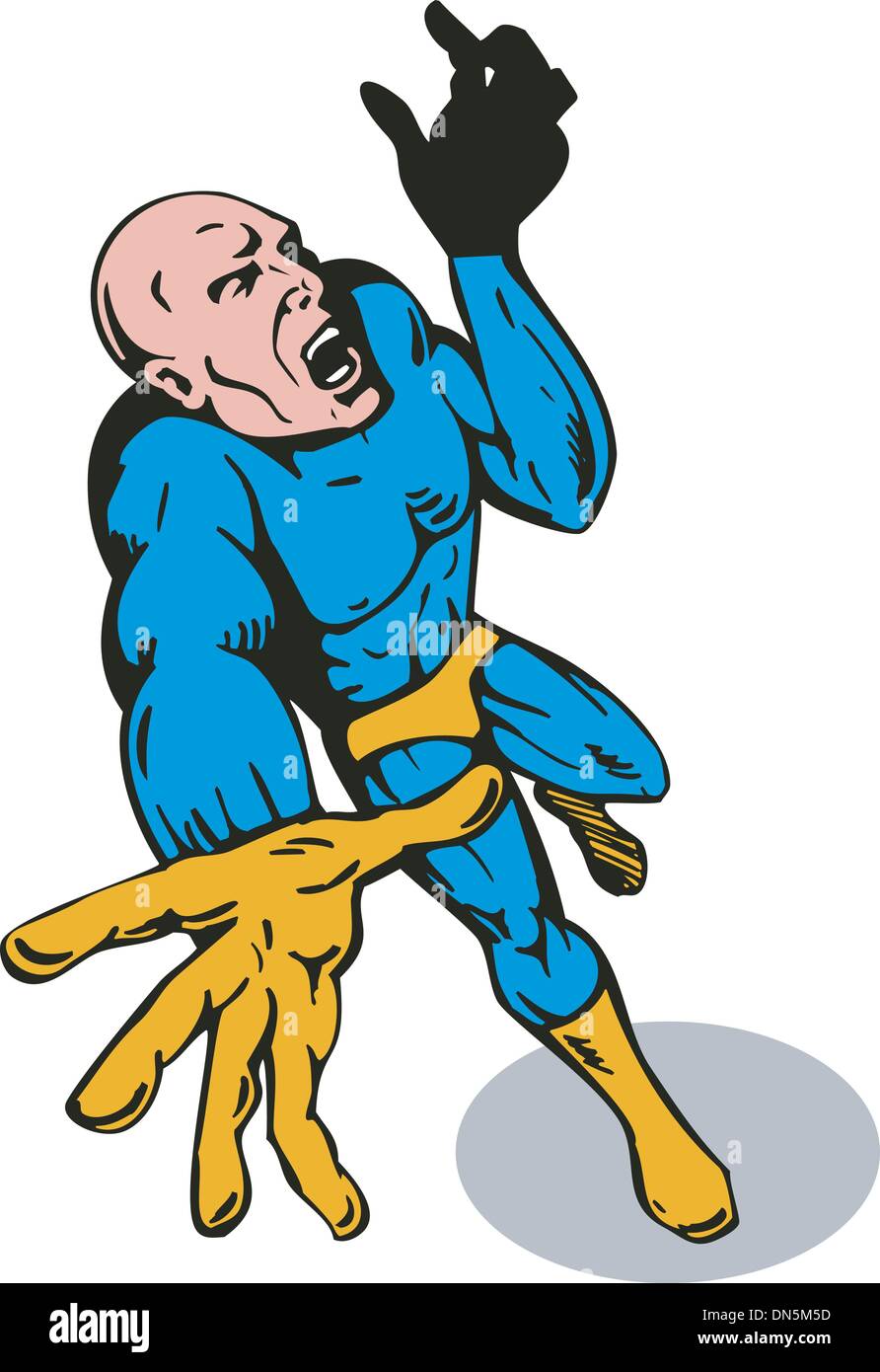 cartoon super hero running punching Stock Vector Image & Art - Alamy