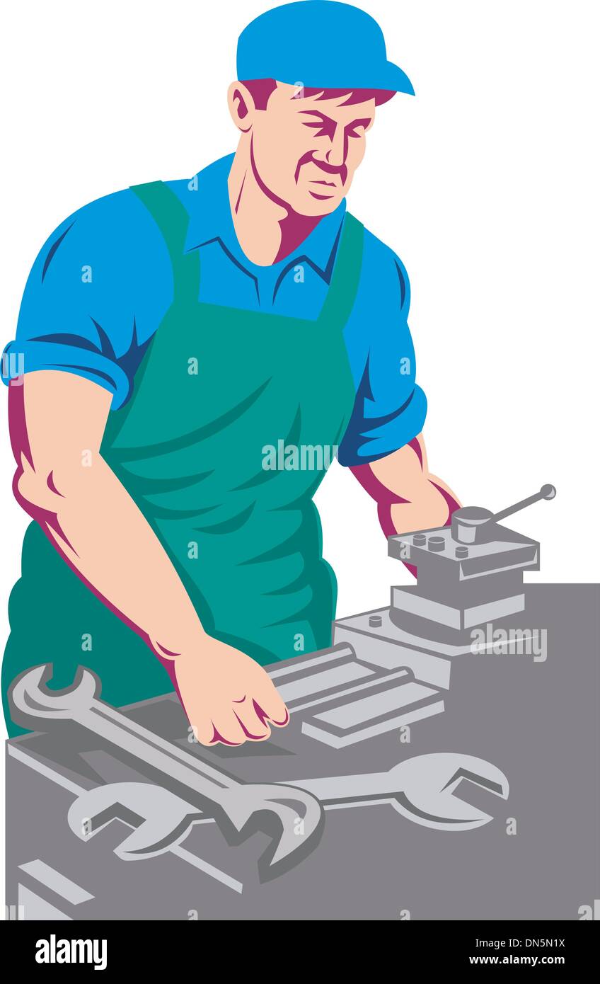 Worker working on machine Stock Vector Images - Alamy