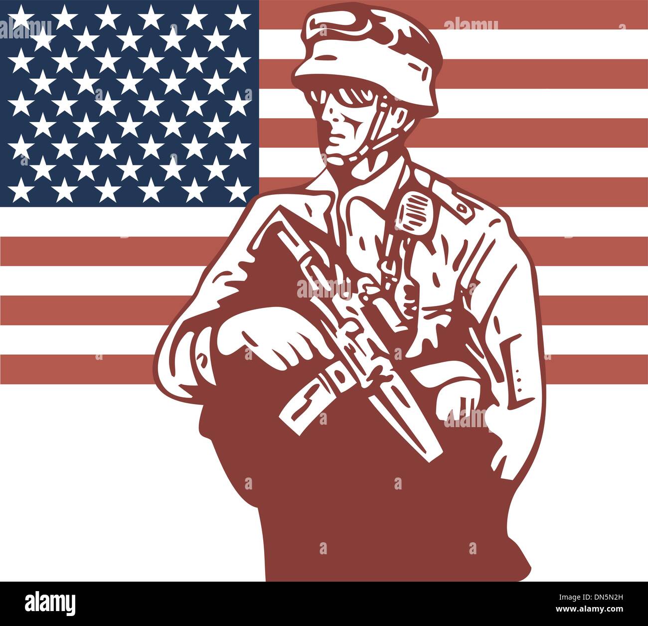 American soldier serviceman carrying armalite rifle Stock Vector Image ...