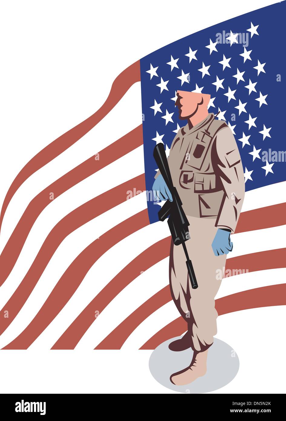 American soldier serviceman carrying armalite rifle Stock Vector Image ...