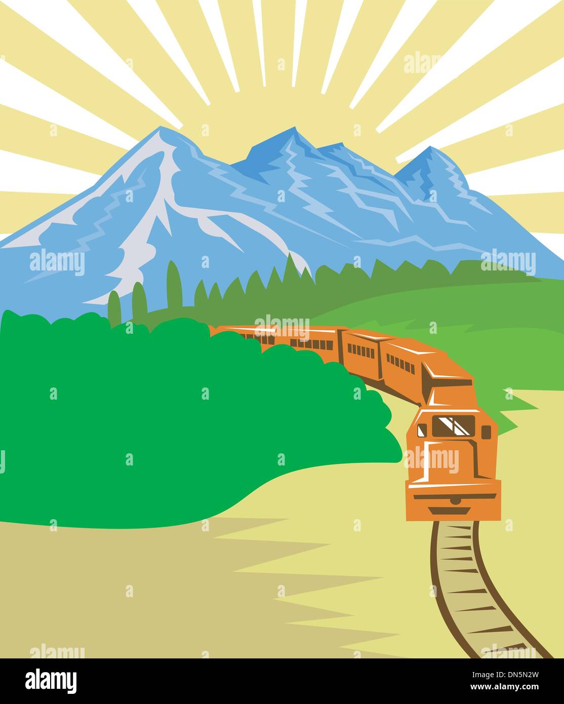diesel train locomotive retro Stock Vector Image & Art - Alamy