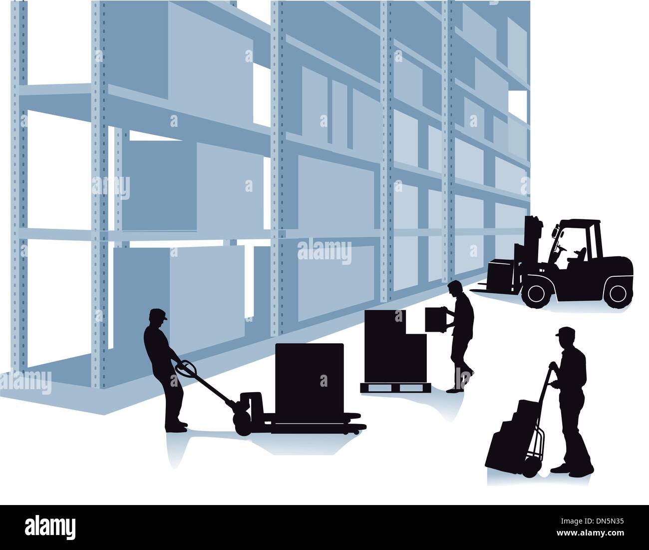 Forklift warehouse Stock Vector Images - Alamy