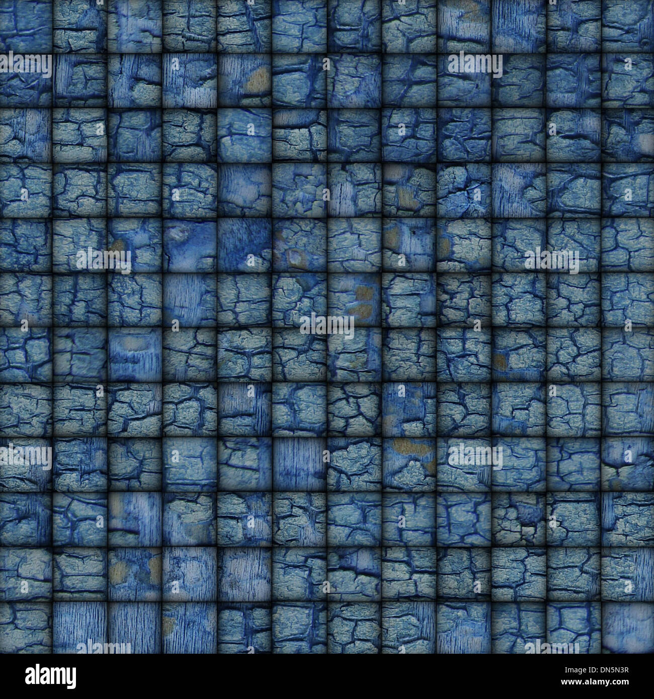 blue mosaic tile worn old wall floor with cracks Stock Photo - Alamy