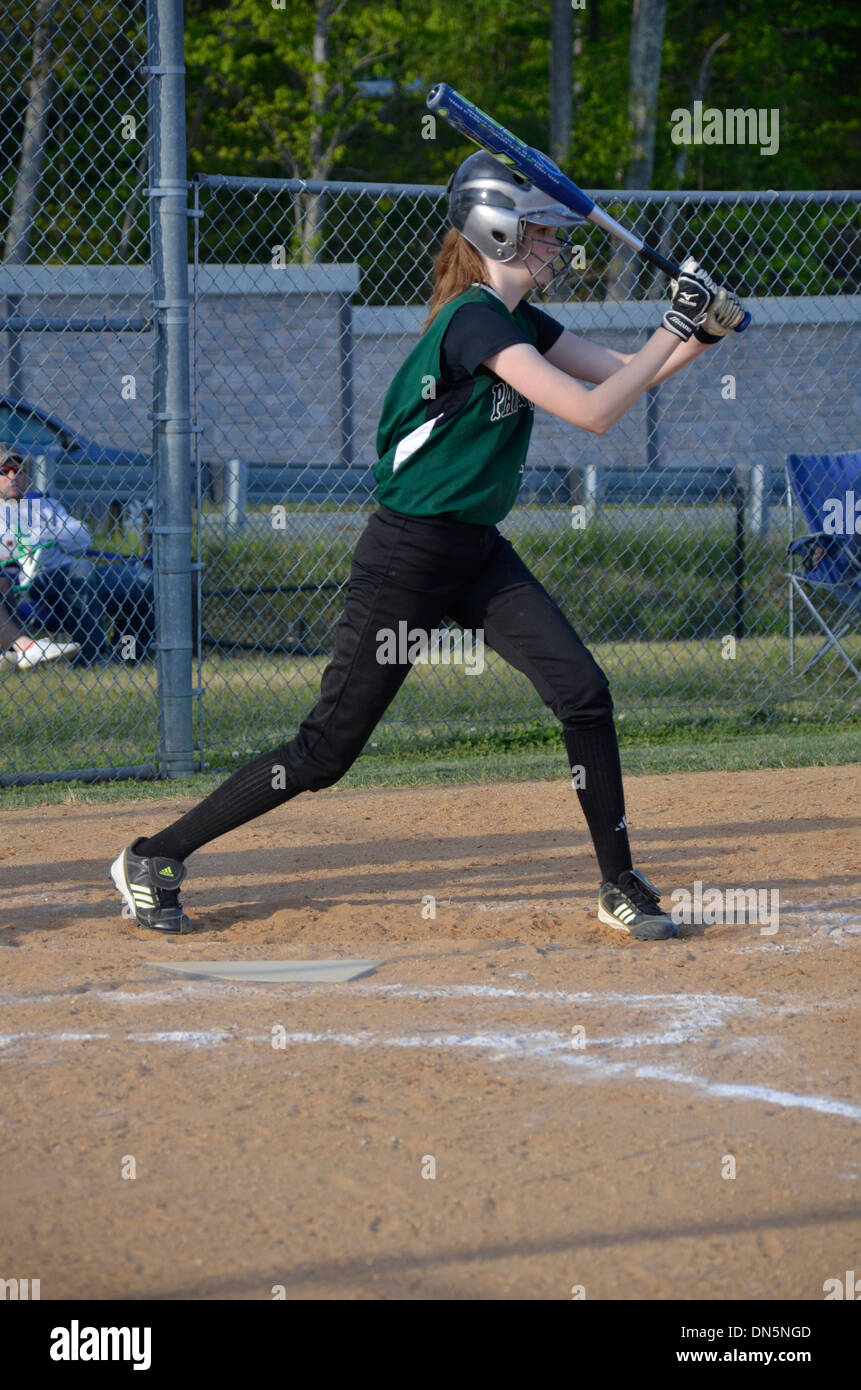 High school softball batter Stock Photo - Alamy