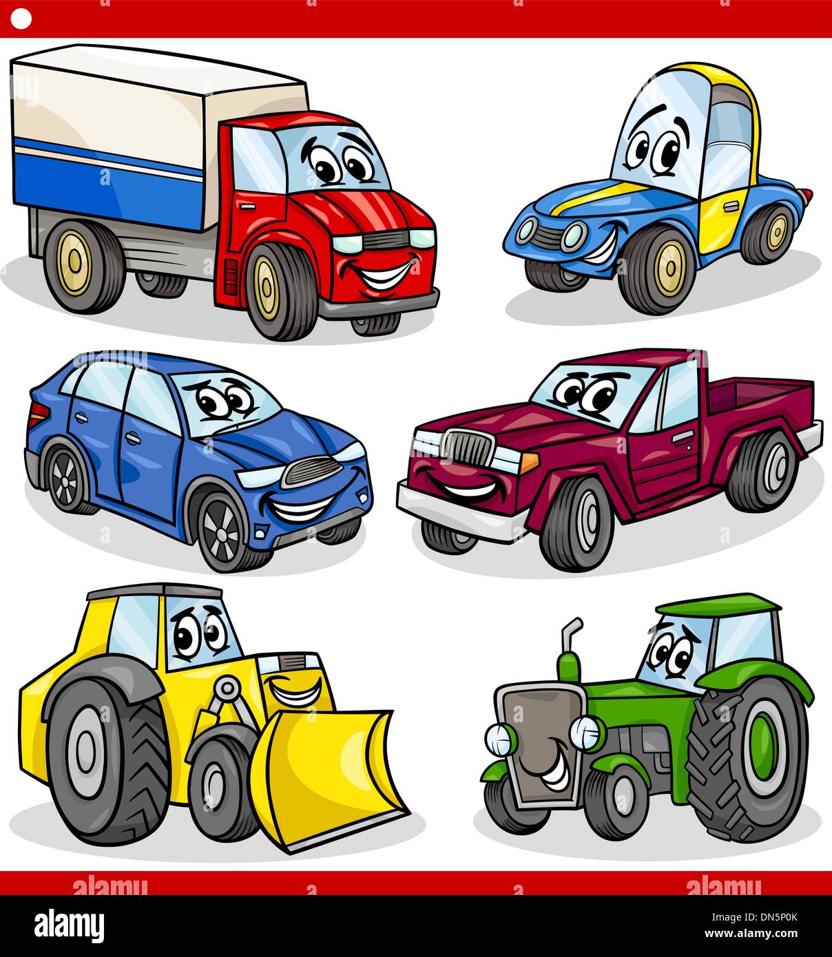 Cartoon illustration funny bulldozer machine hi-res stock photography ...