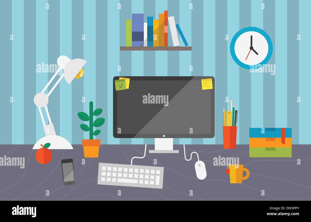Working space flat Stock Vector Images - Alamy