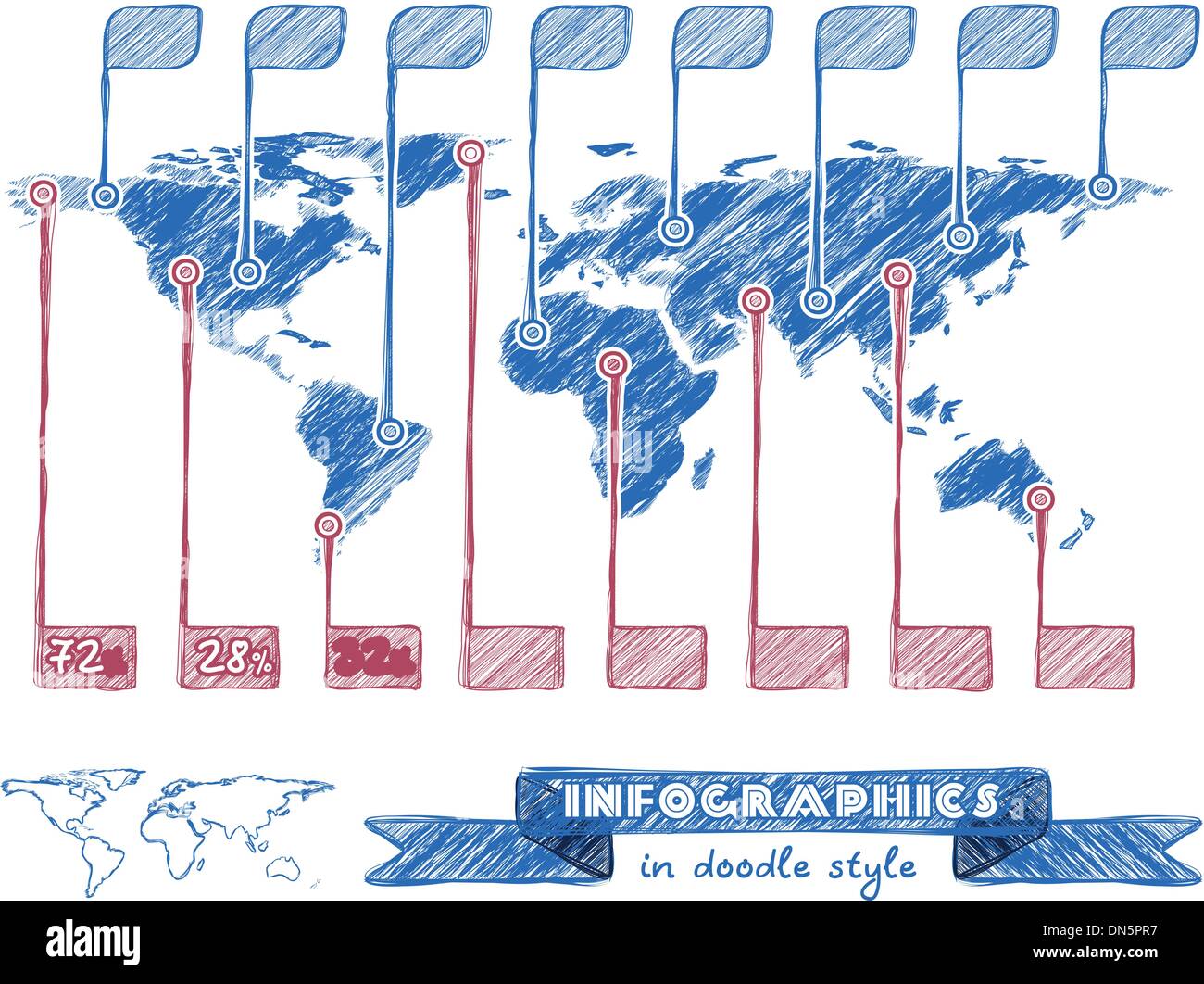Line Drawing World Map High Resolution Stock Photography and Images - Alamy