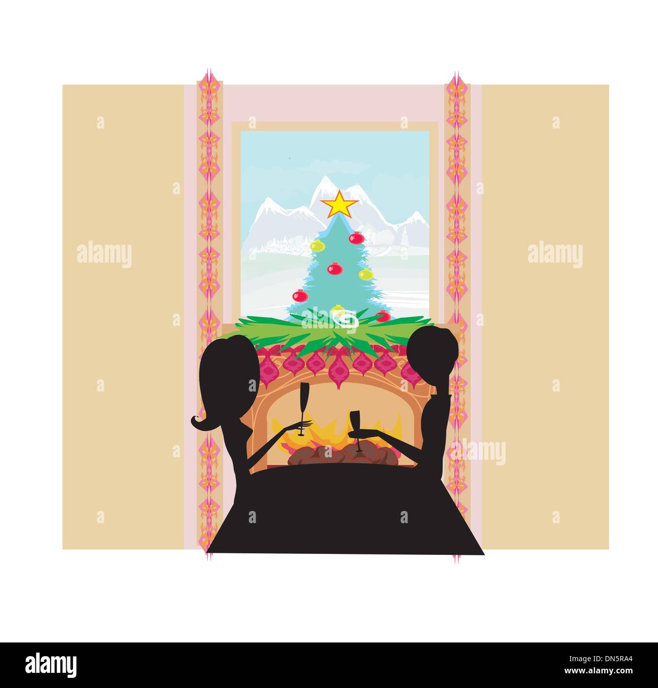 Xmas dinner Stock Vector Images - Alamy