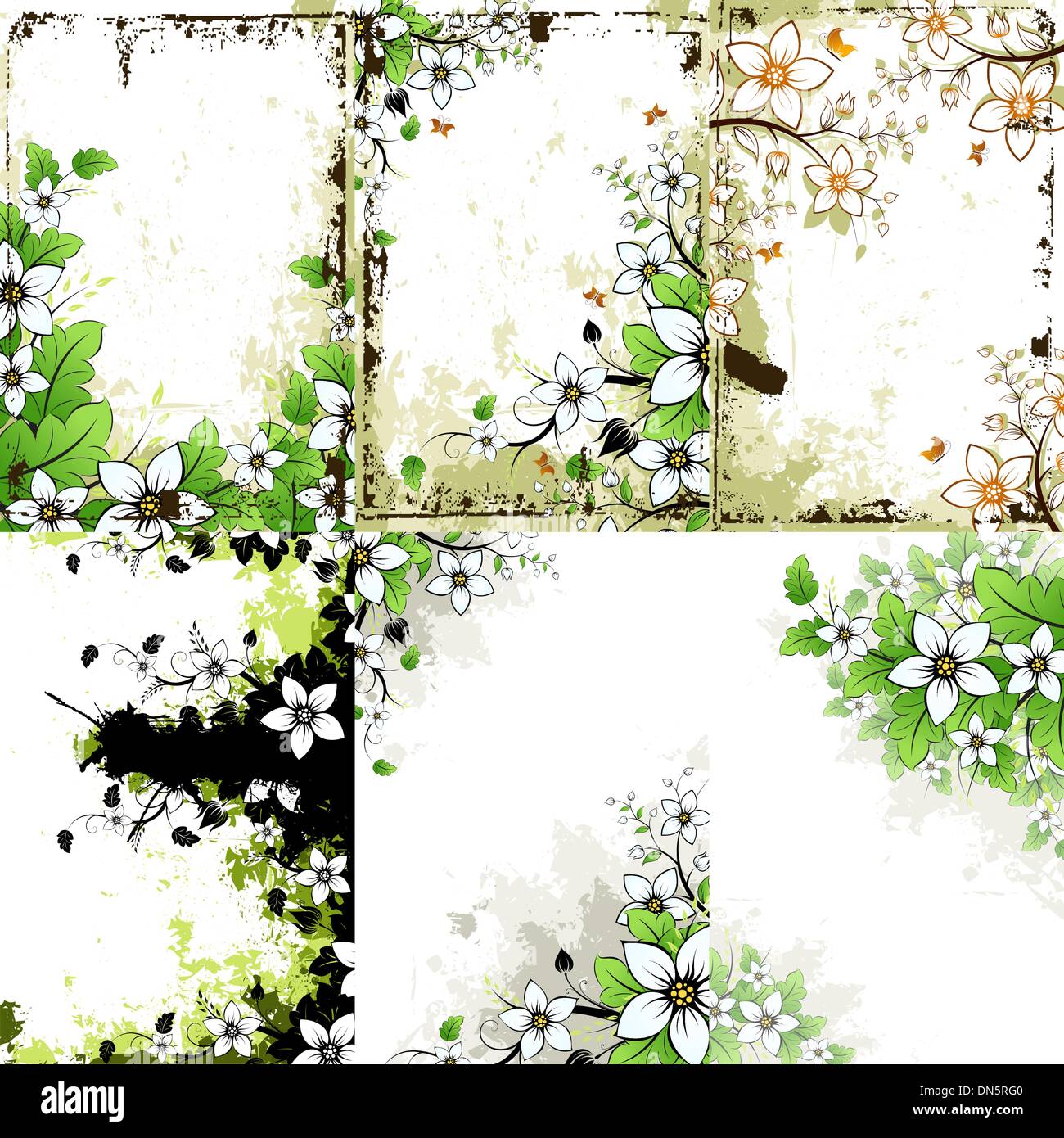 Grunge Floral Backgrounds Set Stock Vector Image & Art - Alamy