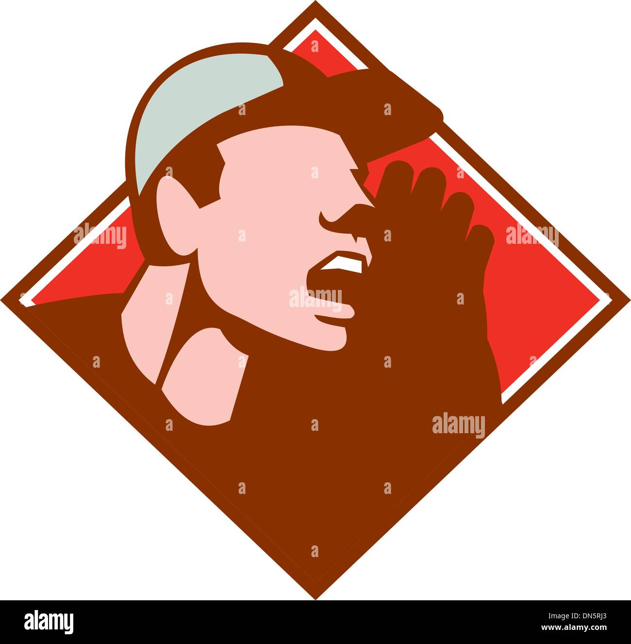 worker shouting retro Stock Vector Image & Art - Alamy