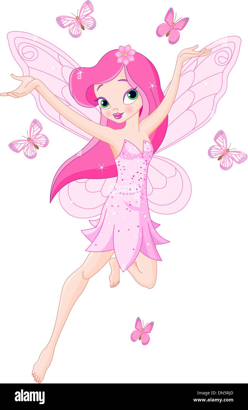 Cute pink spring fairy Stock Vector Image & Art - Alamy