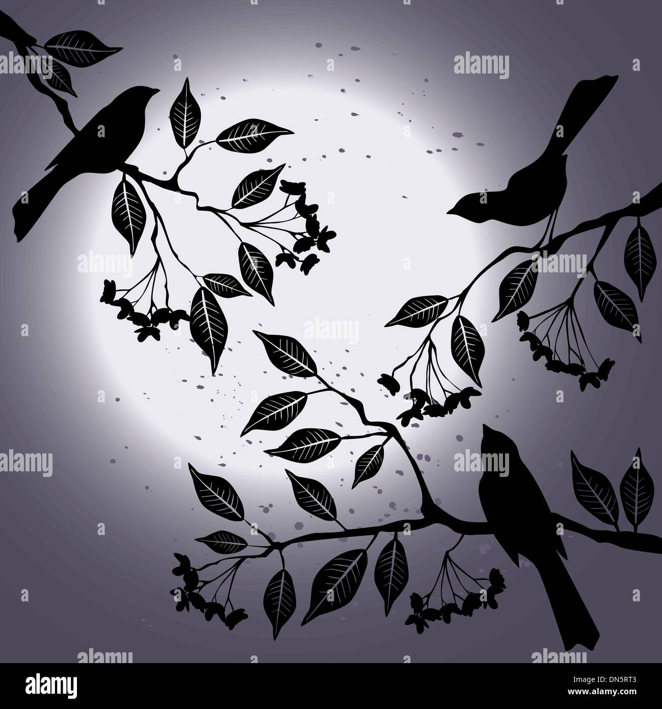 Birds flying at night Stock Vector Images - Alamy