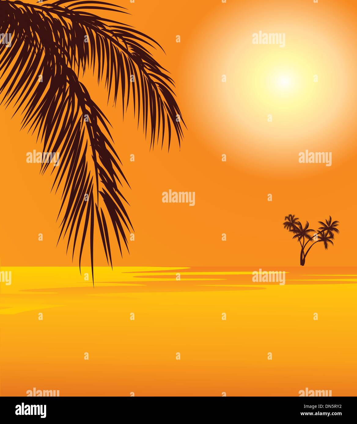 Sea waves on sunset Stock Vector Images - Alamy