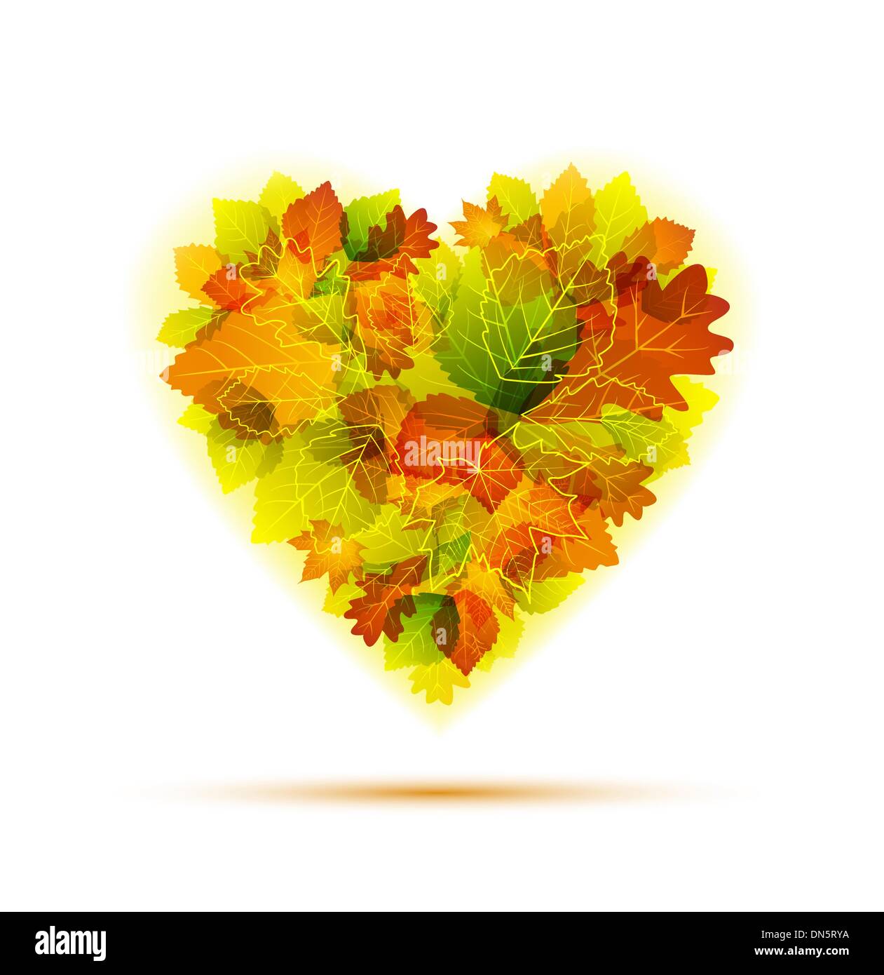 Yellow maple leaf heart shape Stock Vector Images - Alamy