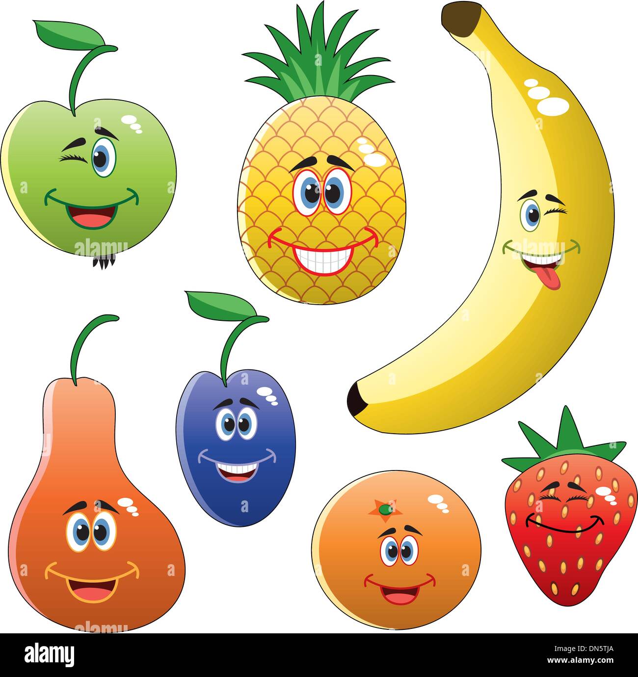 Funny fruits happy smiling Stock Vector Images - Alamy