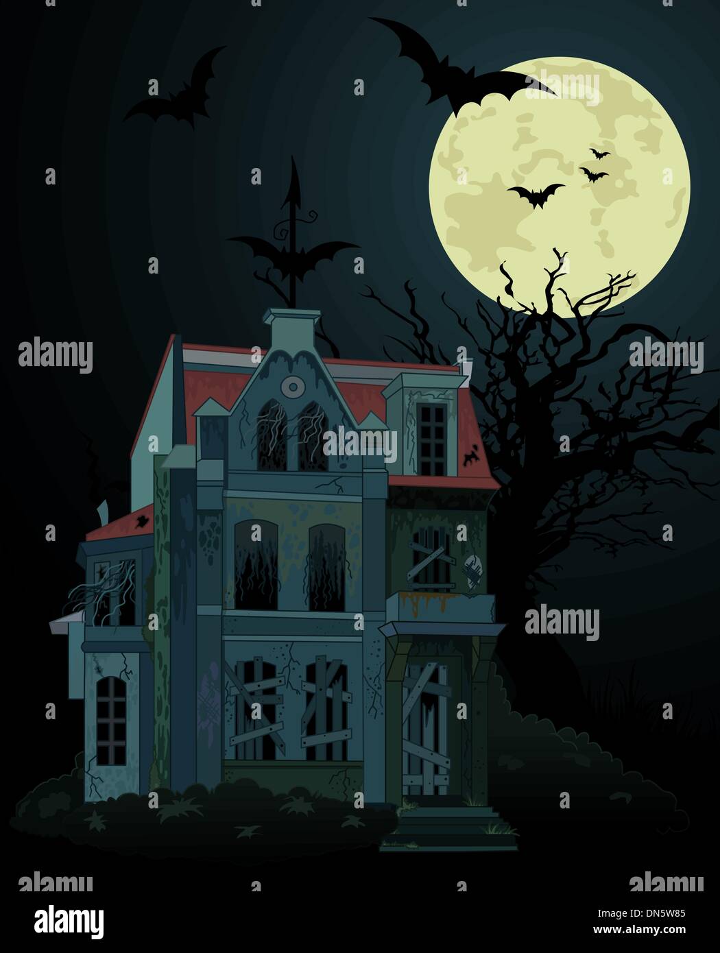 Spooky haunted house background Stock Vector Image & Art - Alamy