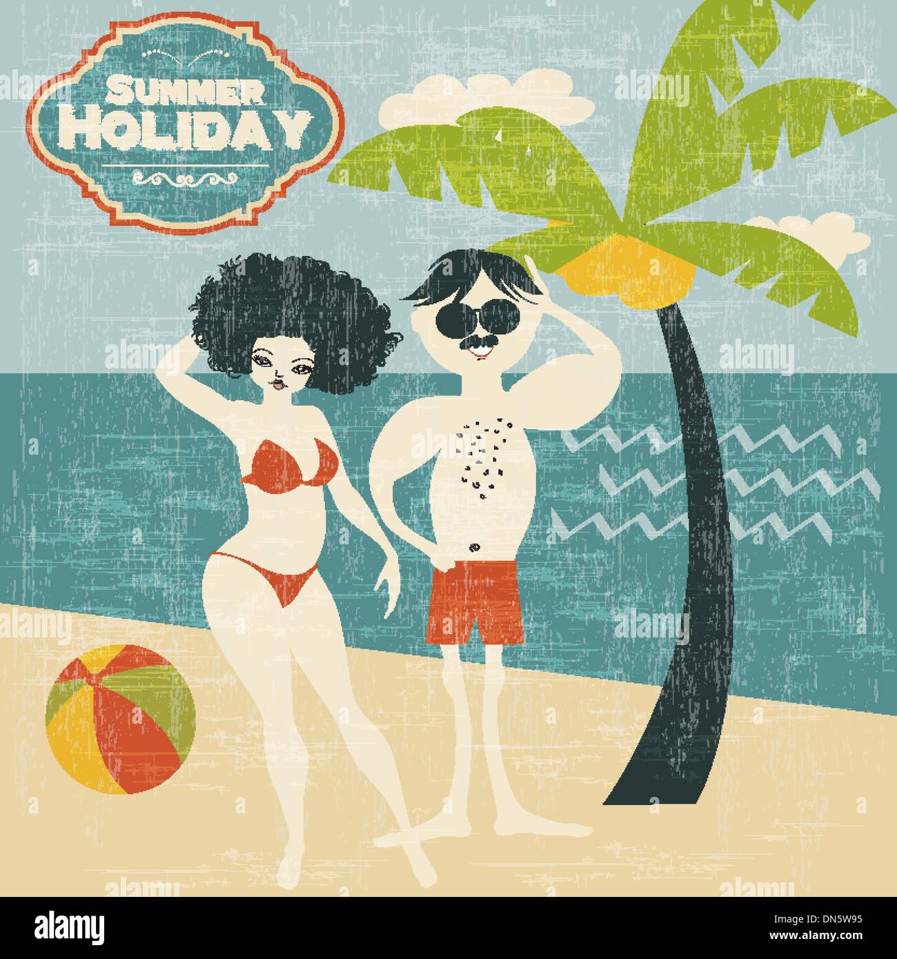 Young Couple On Beach Woman Stock Vector Images Alamy