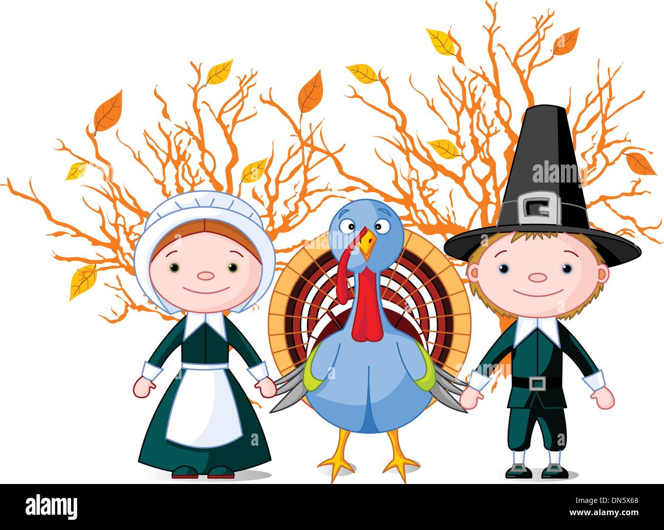 Pilgrims and turkey Stock Vector Image & Art - Alamy