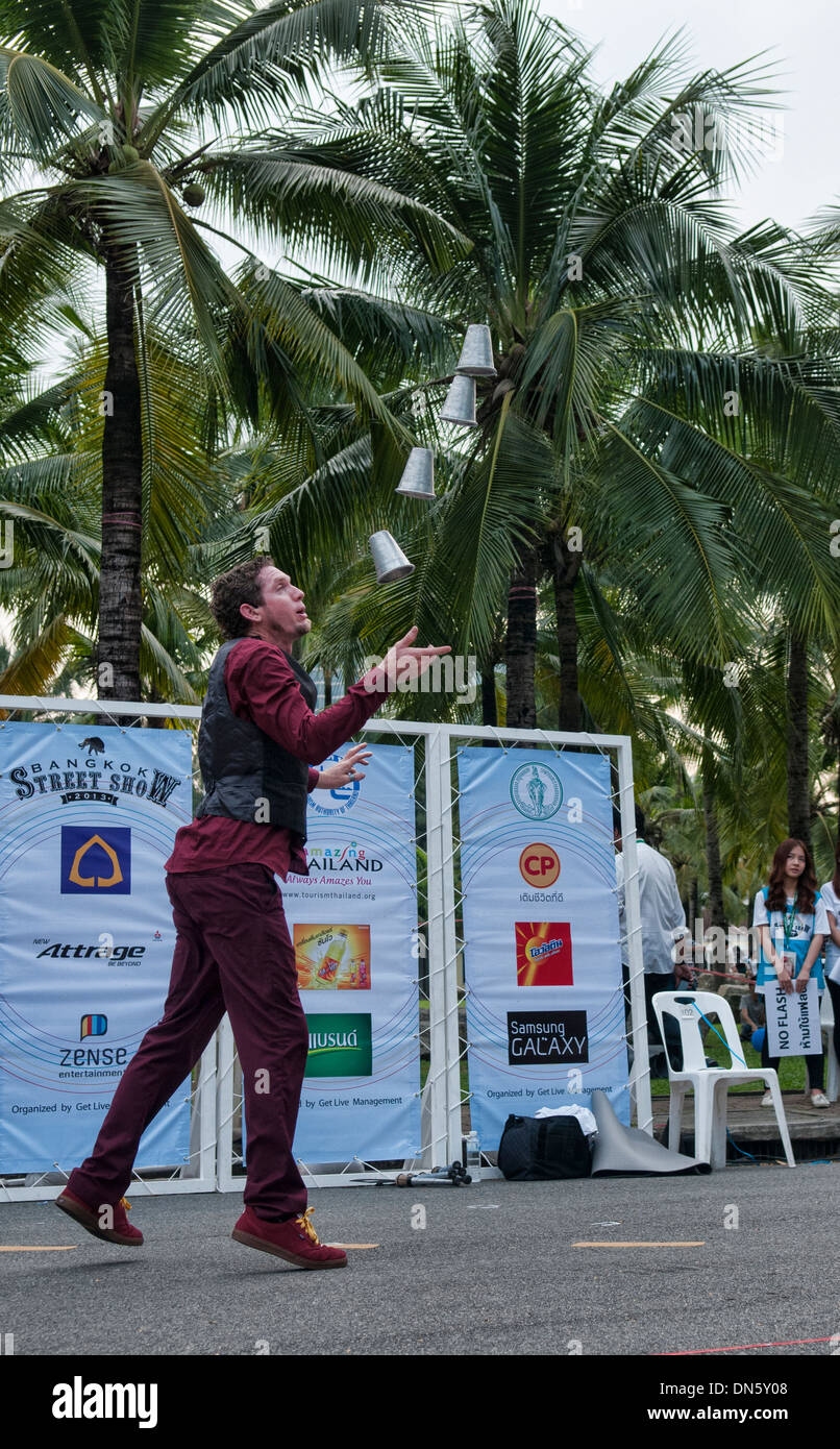 Juggler performing at the Street Show in Bangkok, Thailand Stock Photo ...