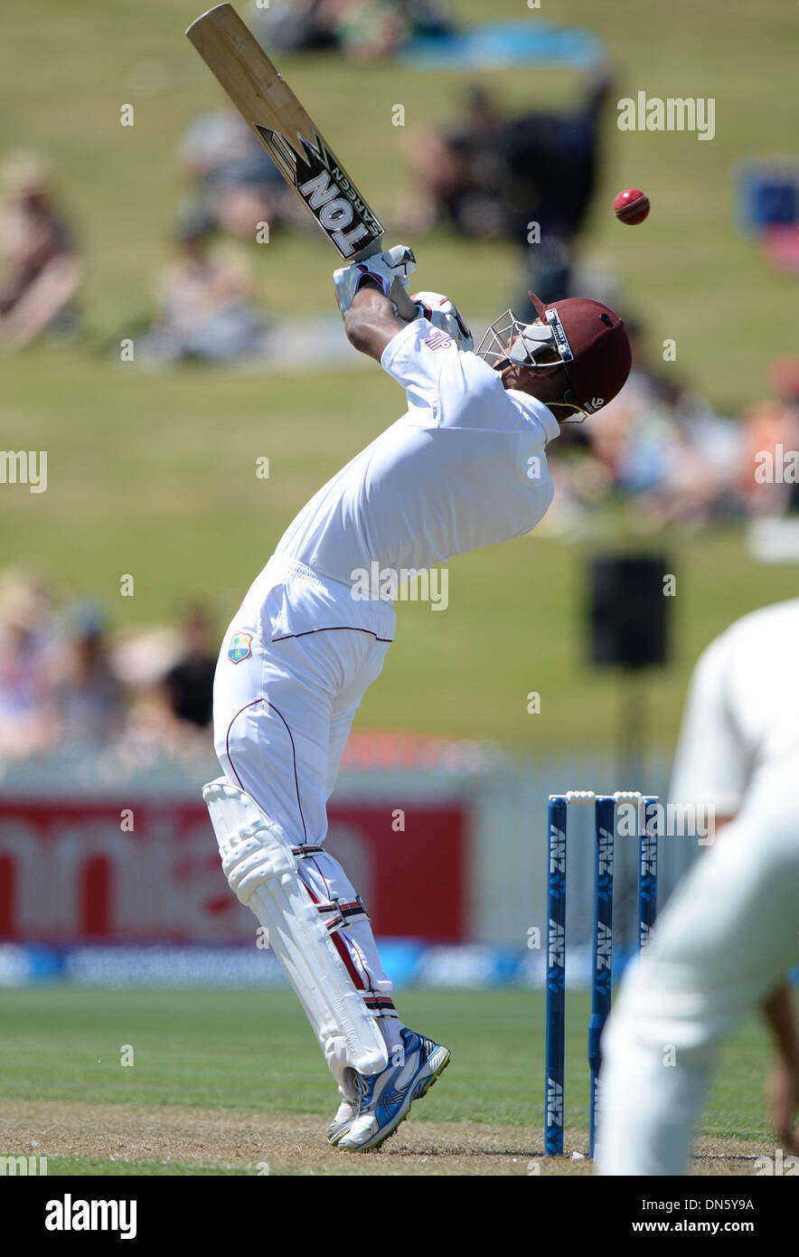 Hamilton, New Zealand. 19th Dec, 2013. Kieran Powell takes a swing on ...