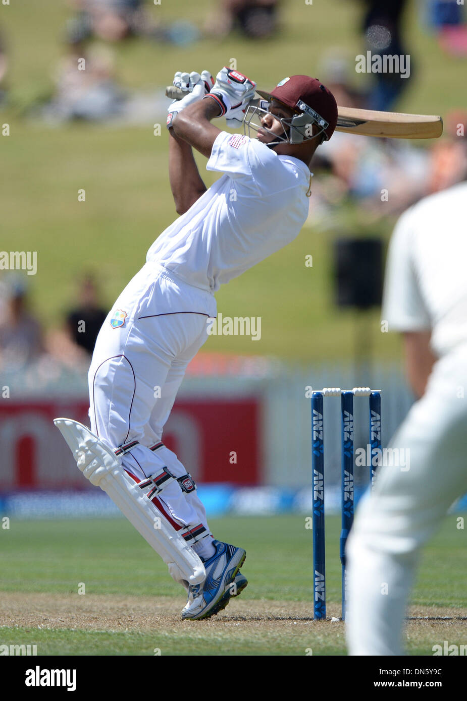 Hamilton, New Zealand. 19th Dec, 2013. Kieran Powell takes a swing on ...