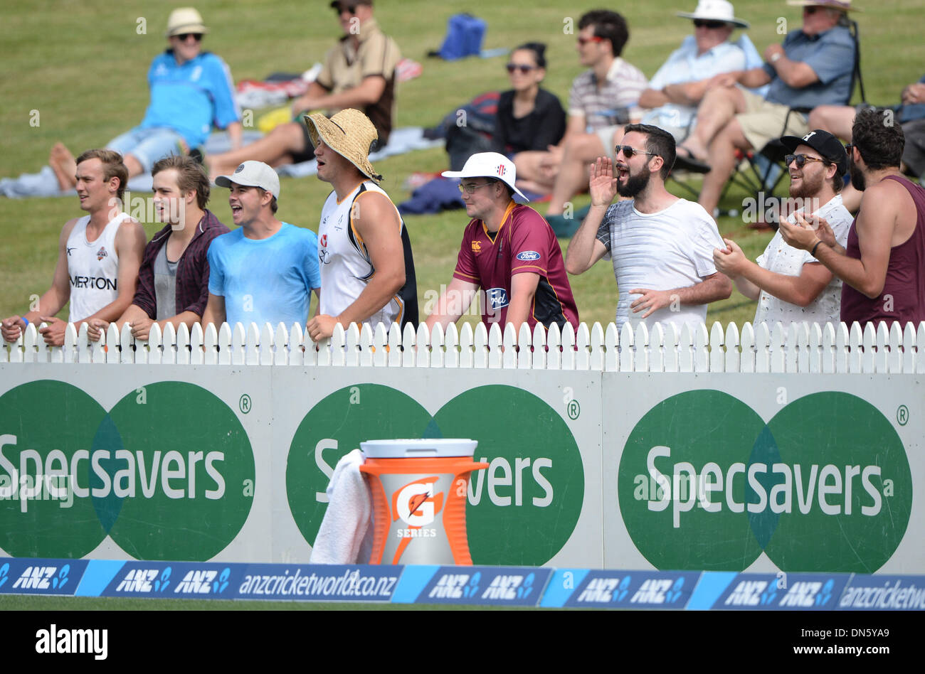 Hamilton, New Zealand. 19th Dec, 2013. Cricket fans on Day 1 of the 3rd ...