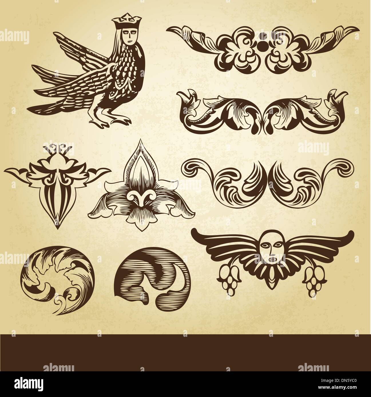 Vector set of vintage design elements Stock Vector Image & Art - Alamy