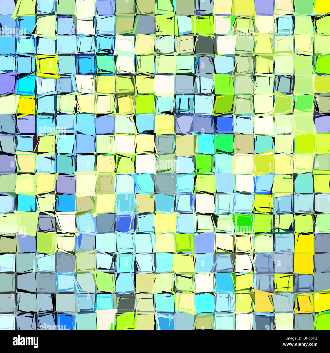 abstract fragmented mosaic blue green yellow backdrop Stock Photo - Alamy