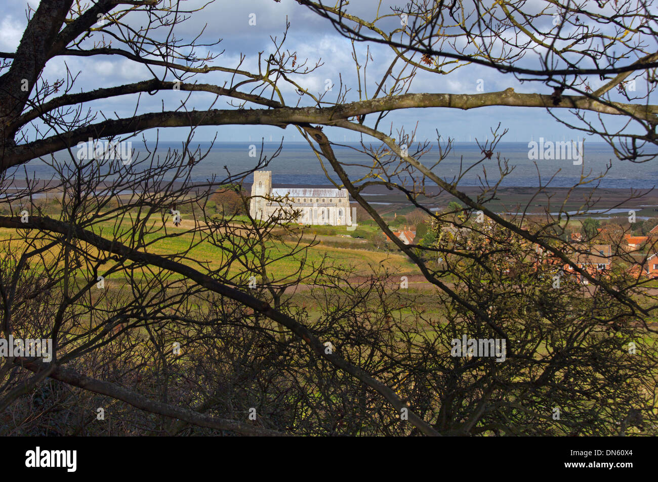 Salthouse Church and the North Norfolk Coast from Salthouse heath ...