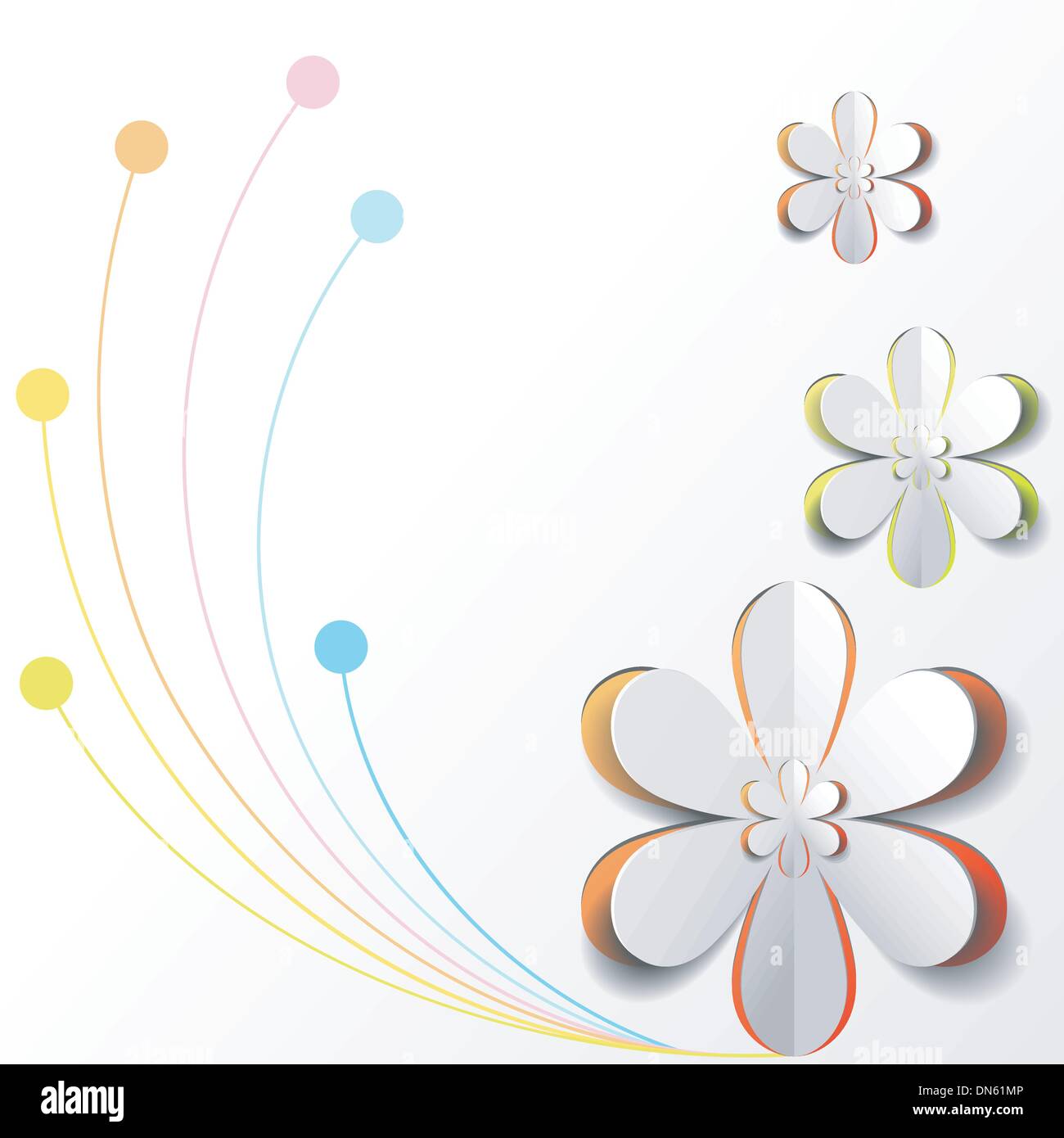 White Paper Flower on Colorful background Card Design Stock Vector ...