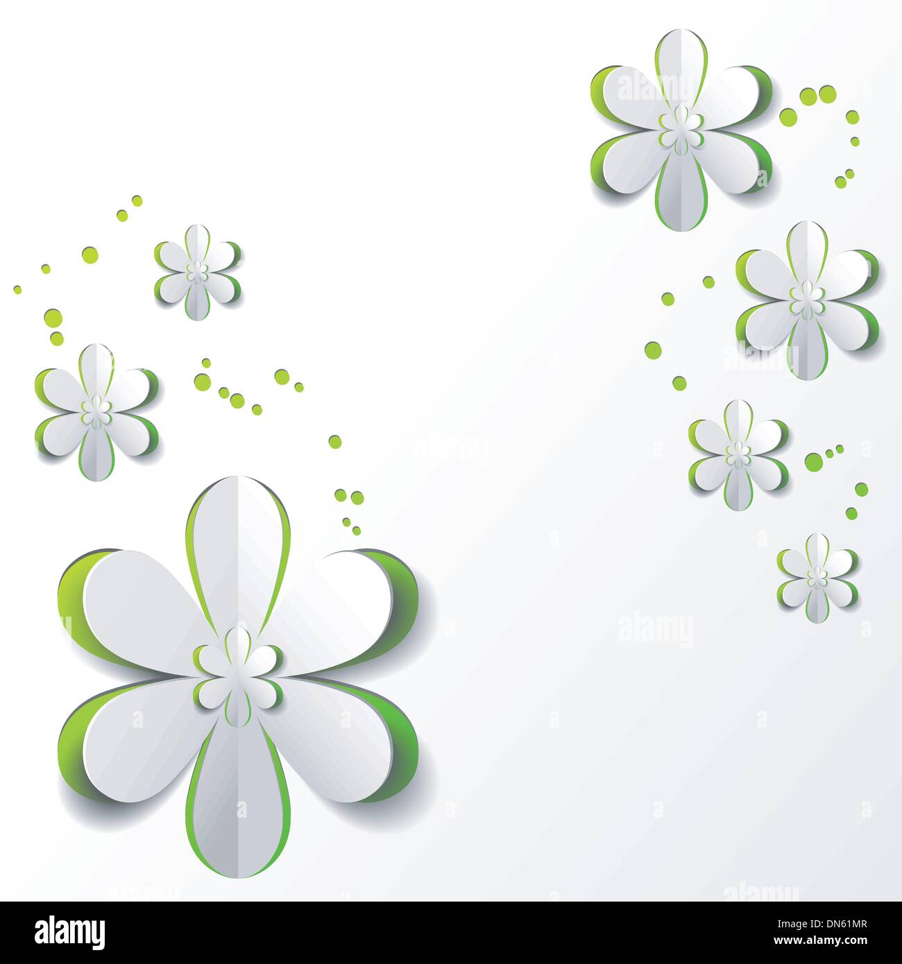 White Paper Flower in Green background Card Design Stock Vector Image ...