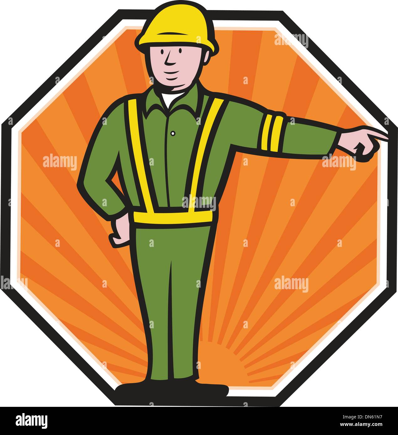 Emergency Worker Pointing Side Cartoon Stock Vector Image & Art - Alamy
