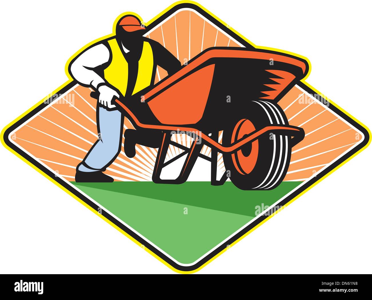 Man pushing wheel barrow hi-res stock photography and images - Alamy